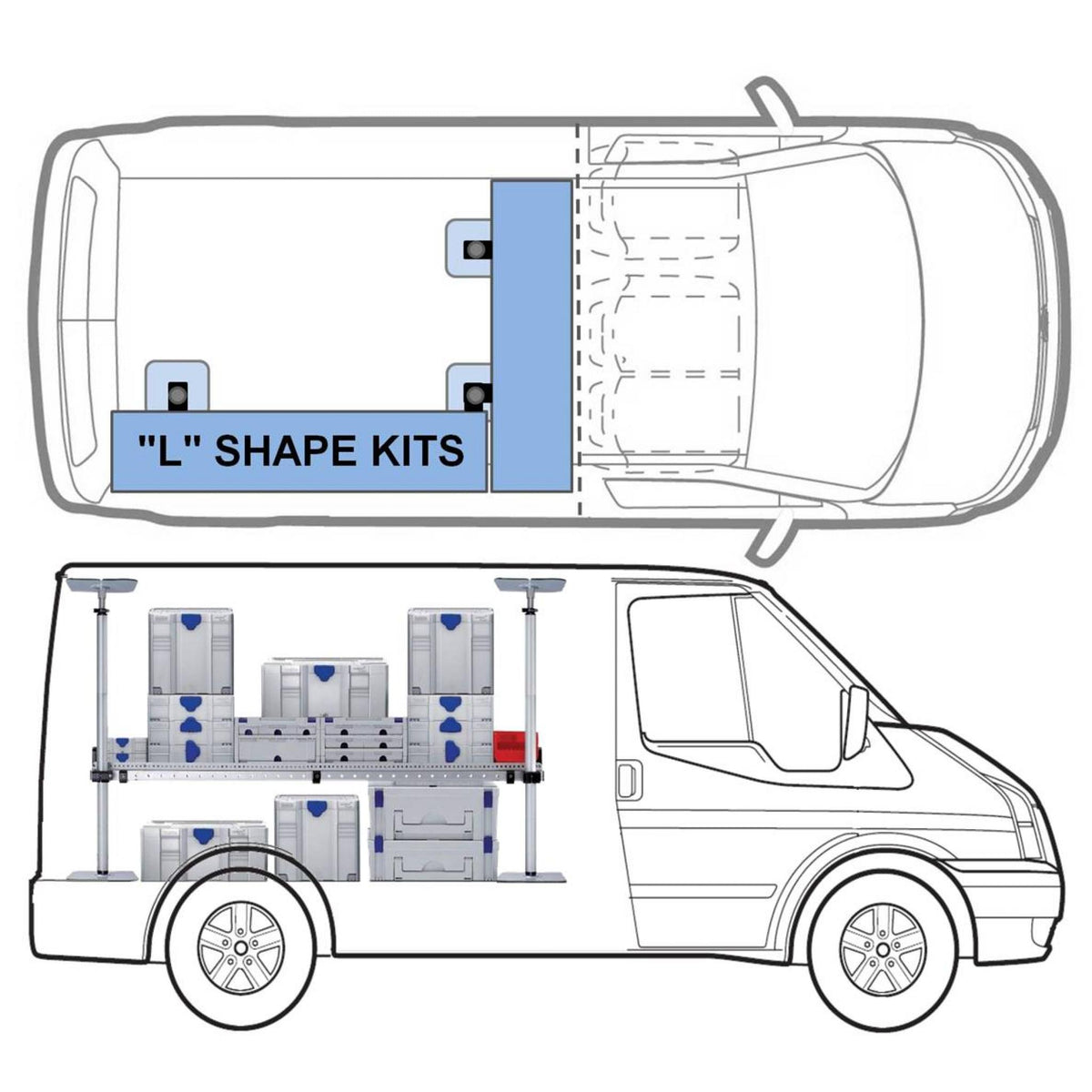 MIDI L KIT One Shelf van racking kit – VanTainer